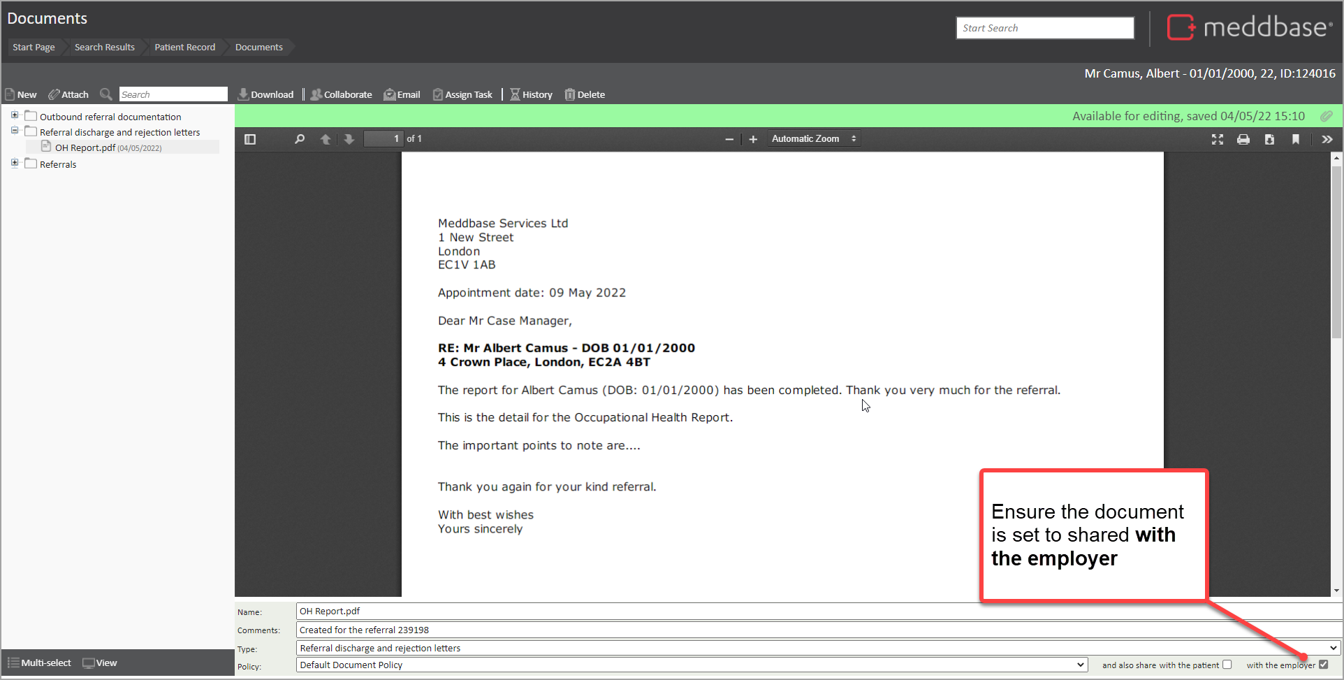 How To Send A Link To View A Shared Document In The OH Portal